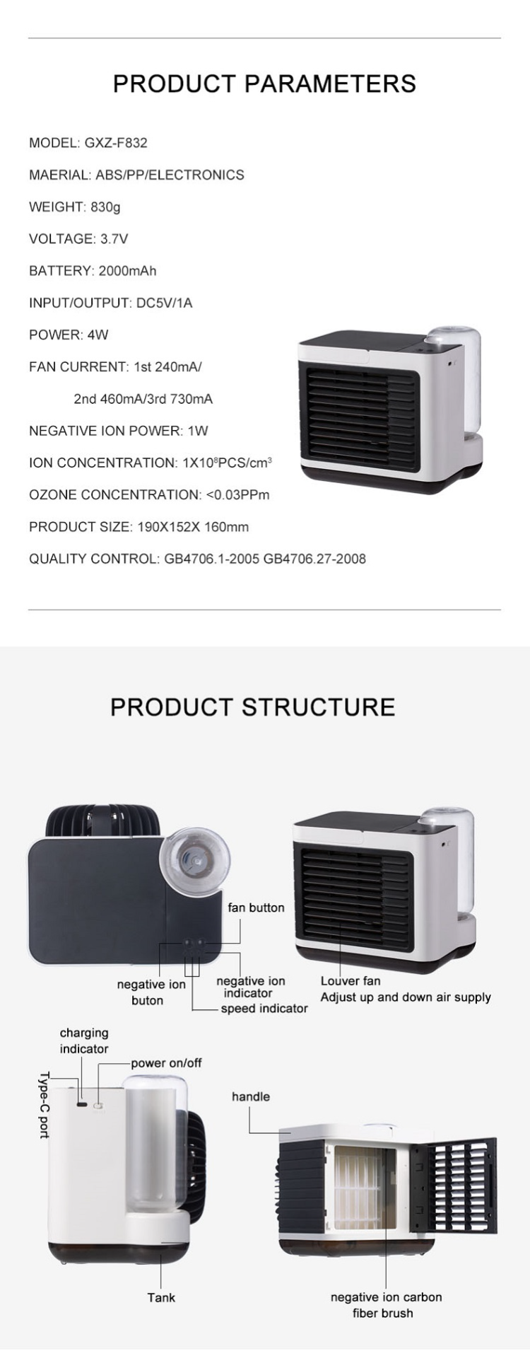 2021 Best Portable Mini Air Cooler Fan,negative Ion Air Cooler Small ...