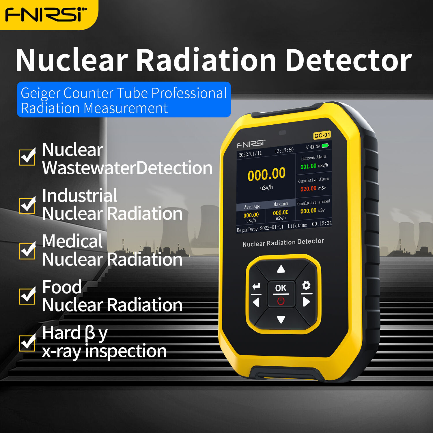 Fnirsi Gc-01 Geiger Counter Nuclear Radiation Personal Dosimeter ...