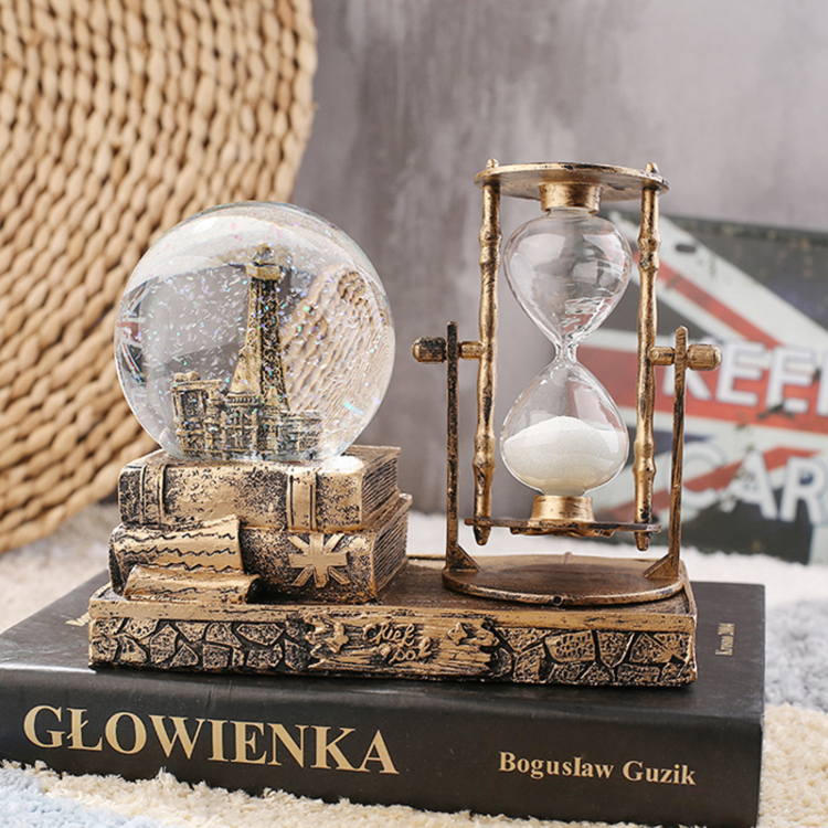 Retro Resin Tower Hourglass With Crystal Ball Creative Sand Hourglass ...