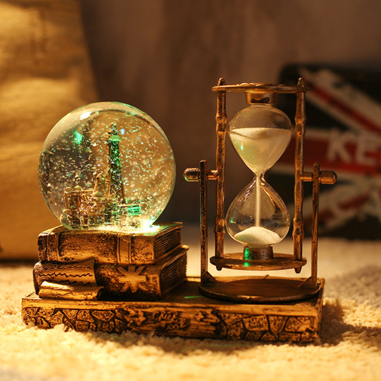 Retro Resin Tower Hourglass With Crystal Ball Creative Sand Hourglass ...