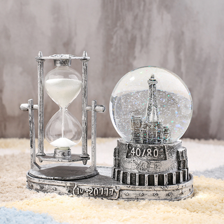 Retro Resin Tower Hourglass With Crystal Ball Creative Sand Hourglass ...