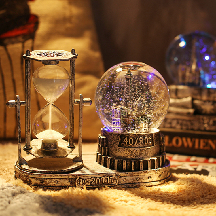 Retro Resin Tower Hourglass With Crystal Ball Creative Sand Hourglass ...