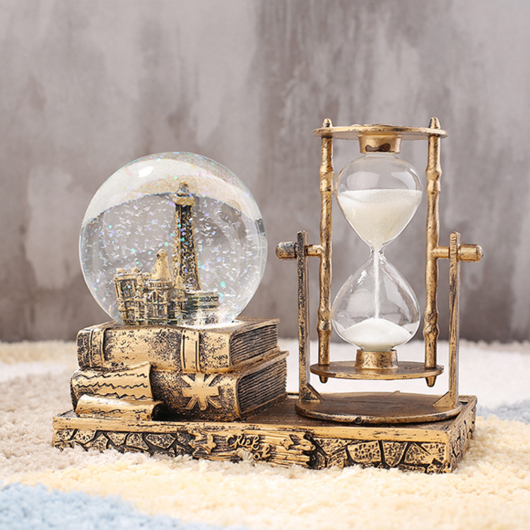 Retro Resin Tower Hourglass With Crystal Ball Creative Sand Hourglass ...