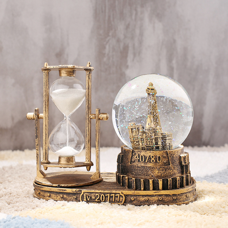 Retro Resin Tower Hourglass With Crystal Ball Creative Sand Hourglass ...