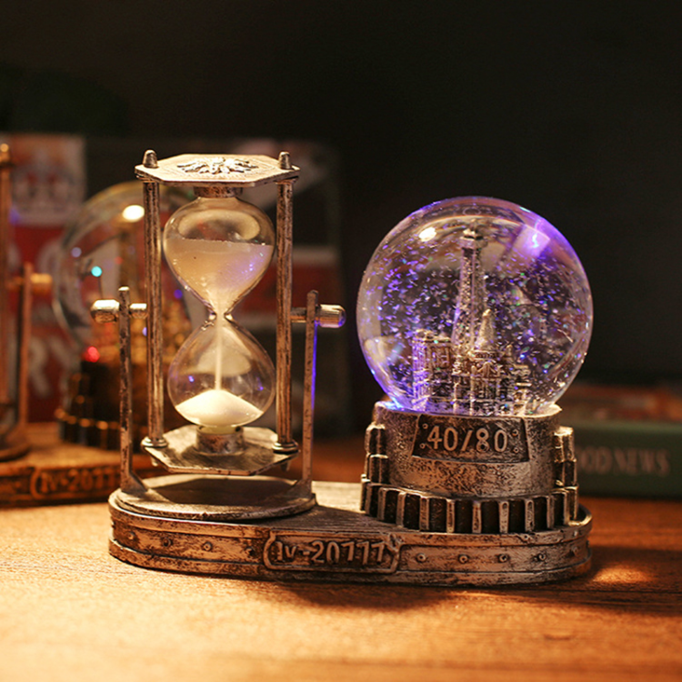 Retro Resin Tower Hourglass With Crystal Ball Creative Sand Hourglass ...