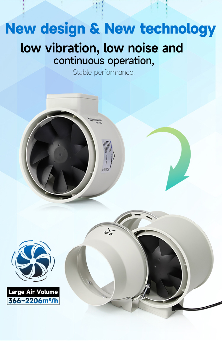 Hon&guan Fan Factory Mixed-flow Inline Duct Fan With Speed Controller Silent Ventilation ...