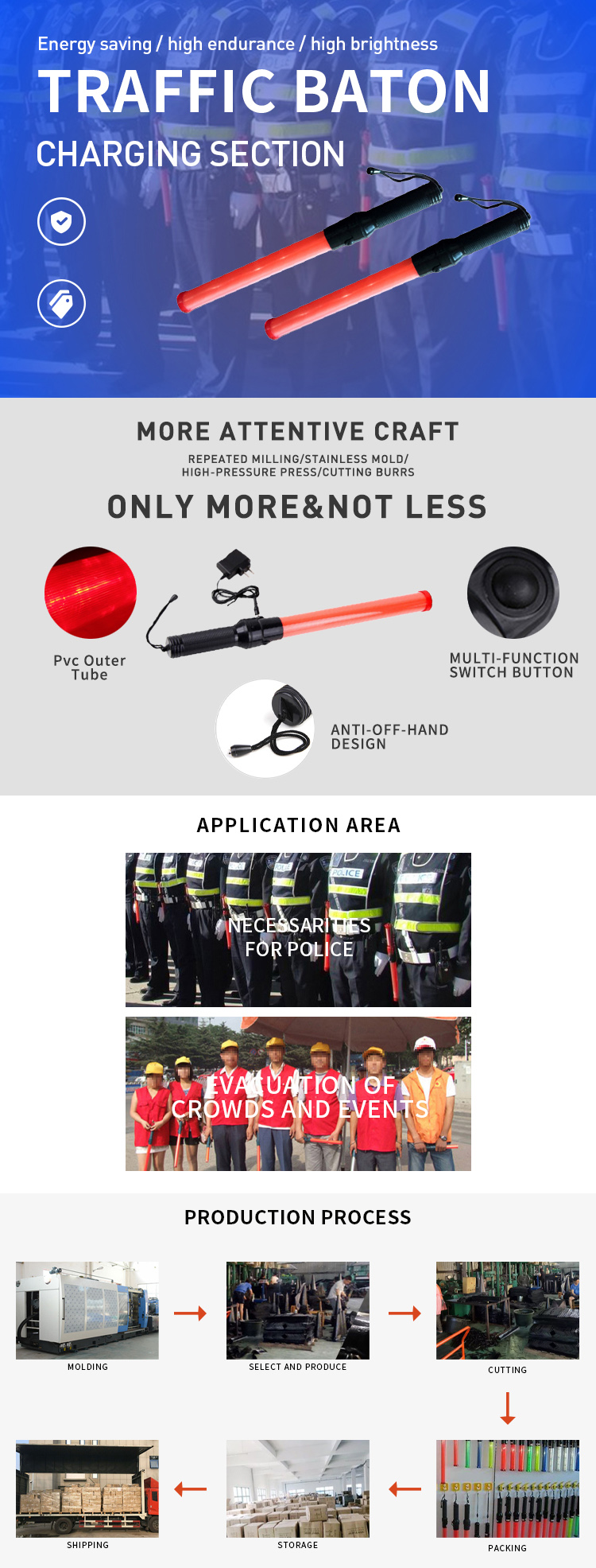 Buy Wholesale China Signal Traffic Wand Safety Flashing Led Battery Powered Baton & Traffic ...