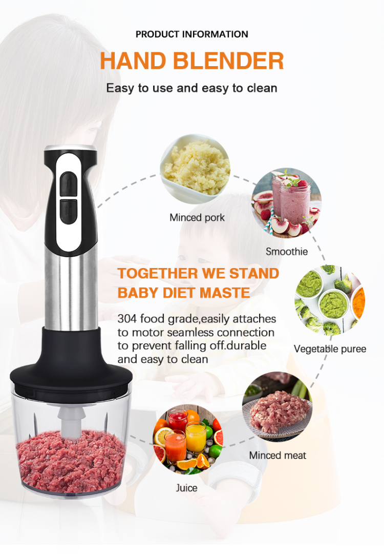 Multi-use Immersion Hand Stick Blender Food Processor Mixing Beaker And ...