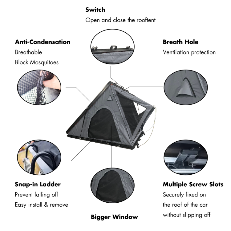 Camping Aluminum Rooftop Tent Car Triangle Hard Shell Roof Top Tent For ...