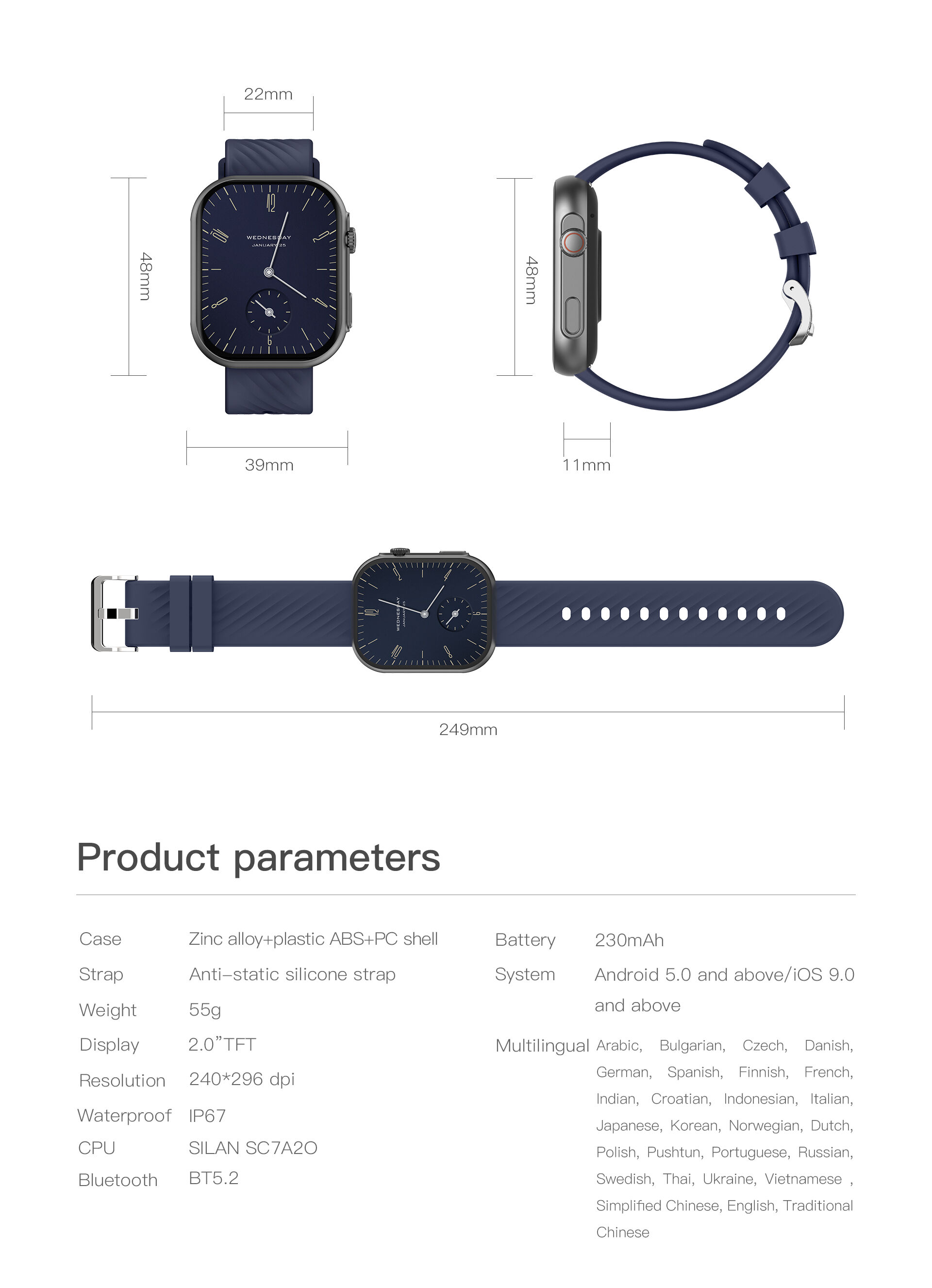 Zwear Smart Watch Zl80b Bt Call Ip67 Waterproof Outdoor Sports ...