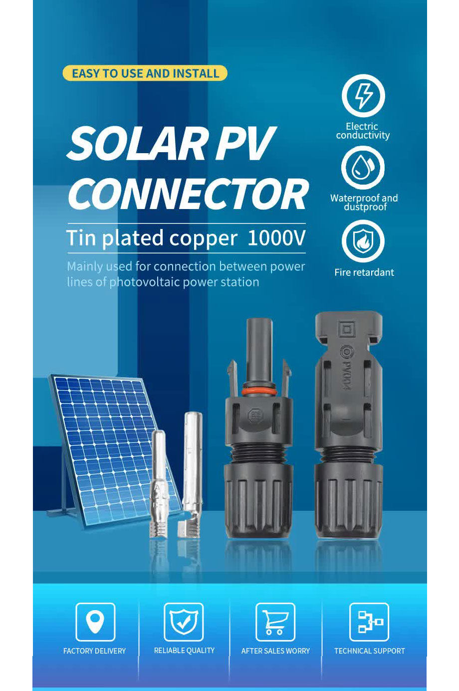 Buy Wholesale China Solar Panel Connectors 1000v Dc Cable Adapter Solar Cable Connectors Durable ...