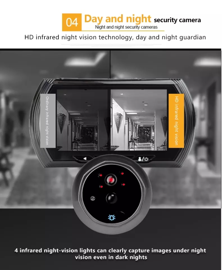 Alibaba Golden Supplier Hfsecurity 720p 4.5 Inches Peephole Camera Hd Smart Wifi Video Doorbell ...