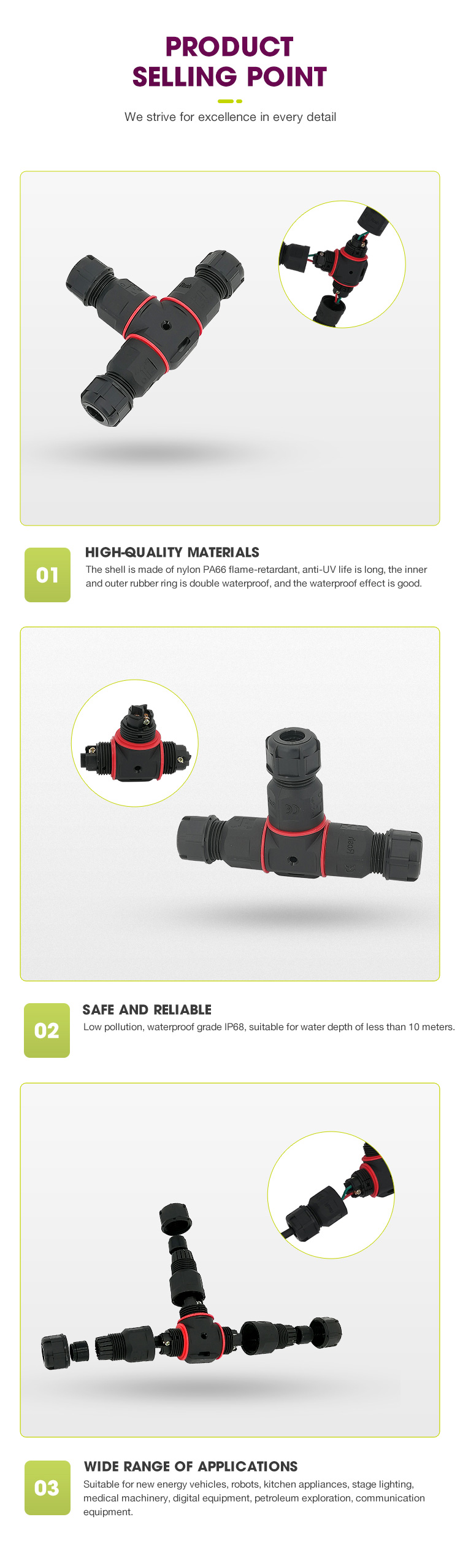 Buy Wholesale China Wzumer 3 Ways 3 Pin Waterproof Connector Outdoor T ...