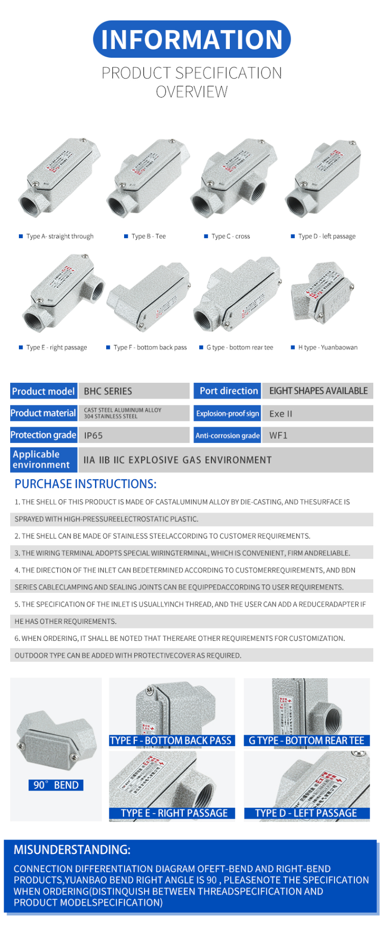 Explosion-proof Blast-proof Aluminum Alloy Three Way T Type Junction ...