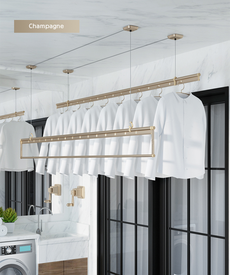 High Quality Three Pole Hand Operated Lift Balcony Ceiling Clothes ...