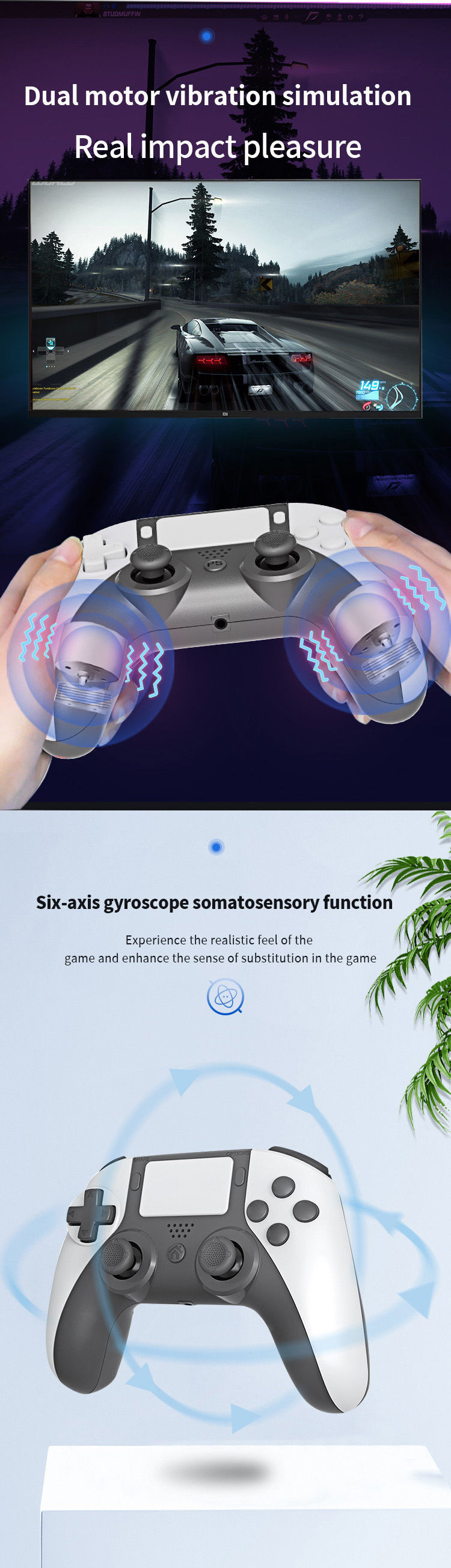 Oem/odm Game Controller For Ps4 Bluetooth-compatible Vibration Gamepad ...