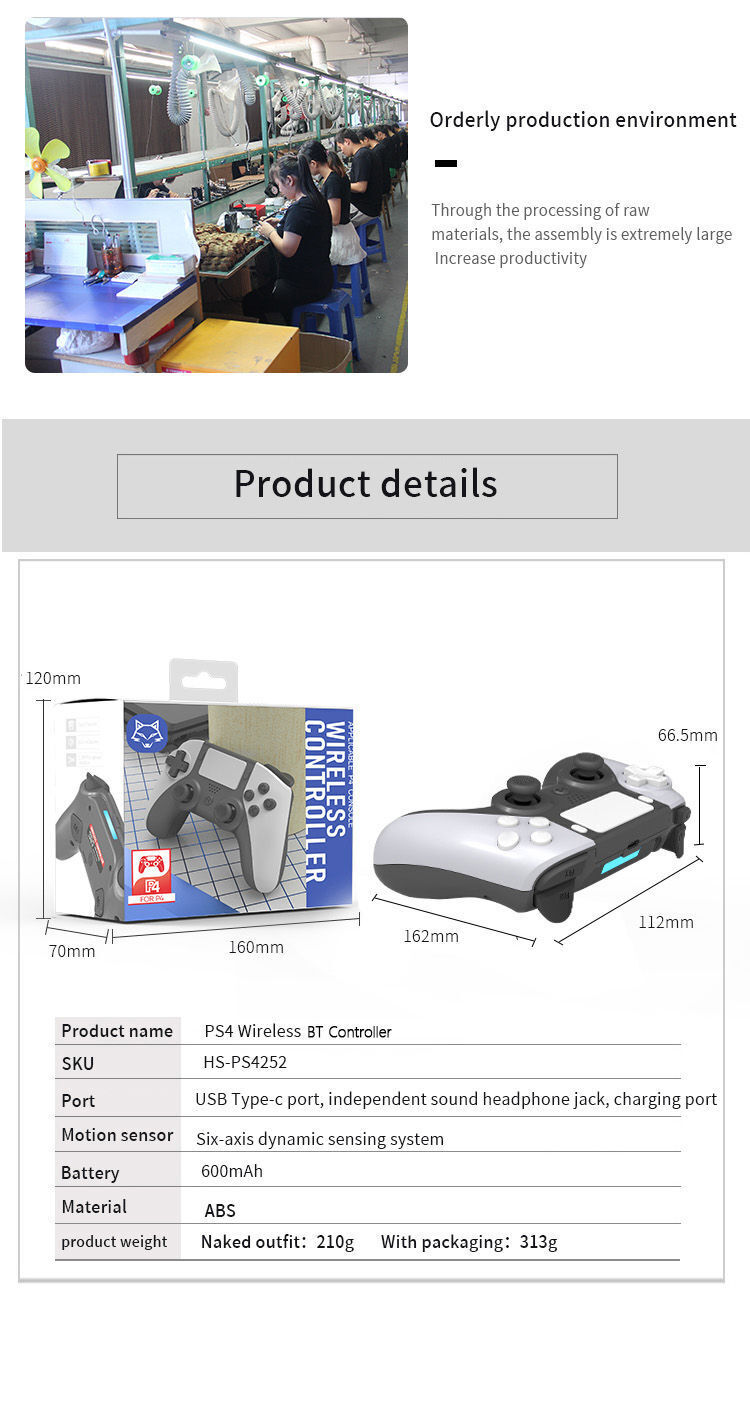 Oem/odm Game Controller For Ps4 Bluetooth-compatible Vibration Gamepad ...