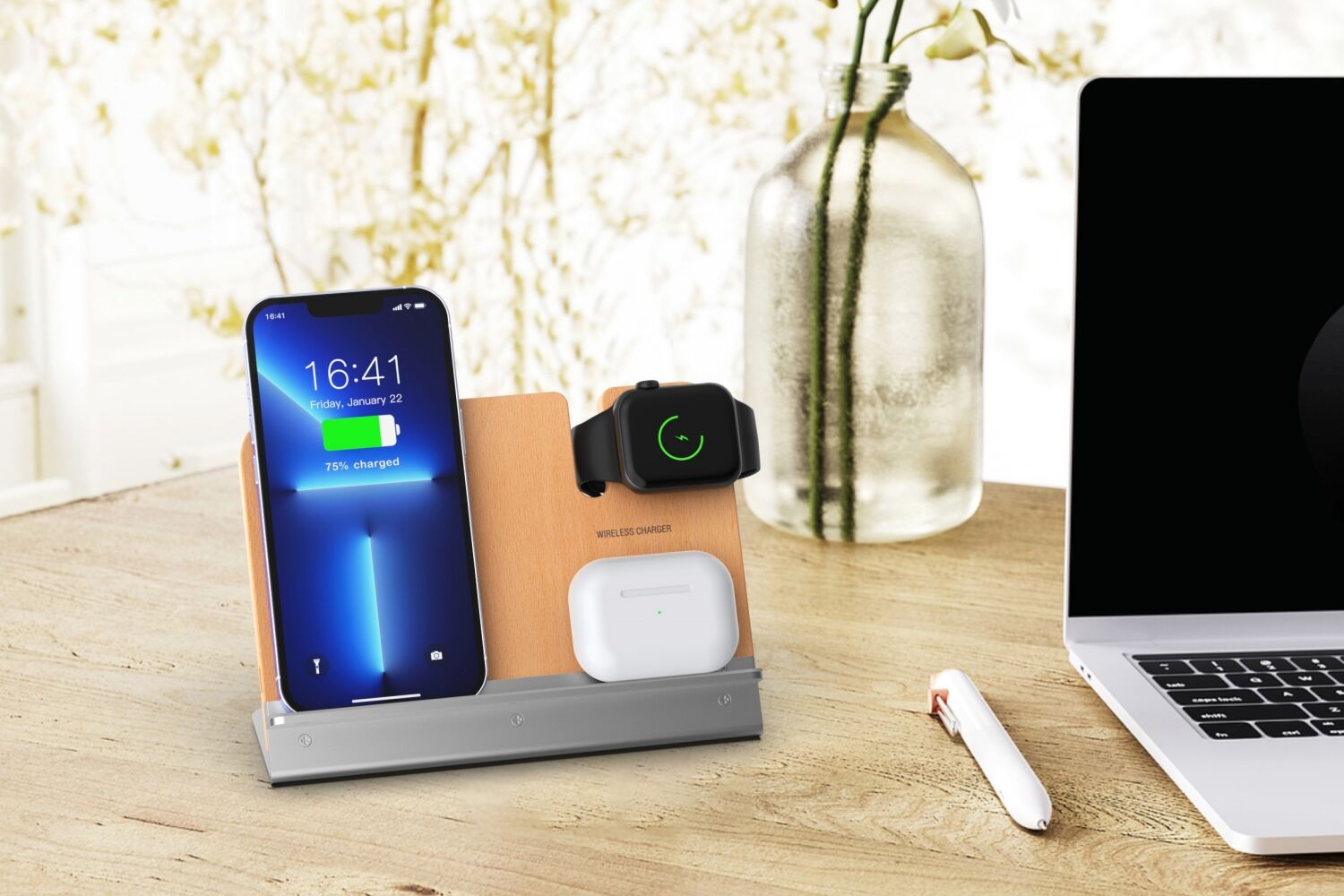 Buy China Wholesale 3 In 1 Bamboo Fast Charging Stand Desktop Wireless ...