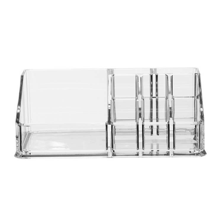 Small Clear Makeup Organizer Tray 9-compartments Countertop Lipstick ...