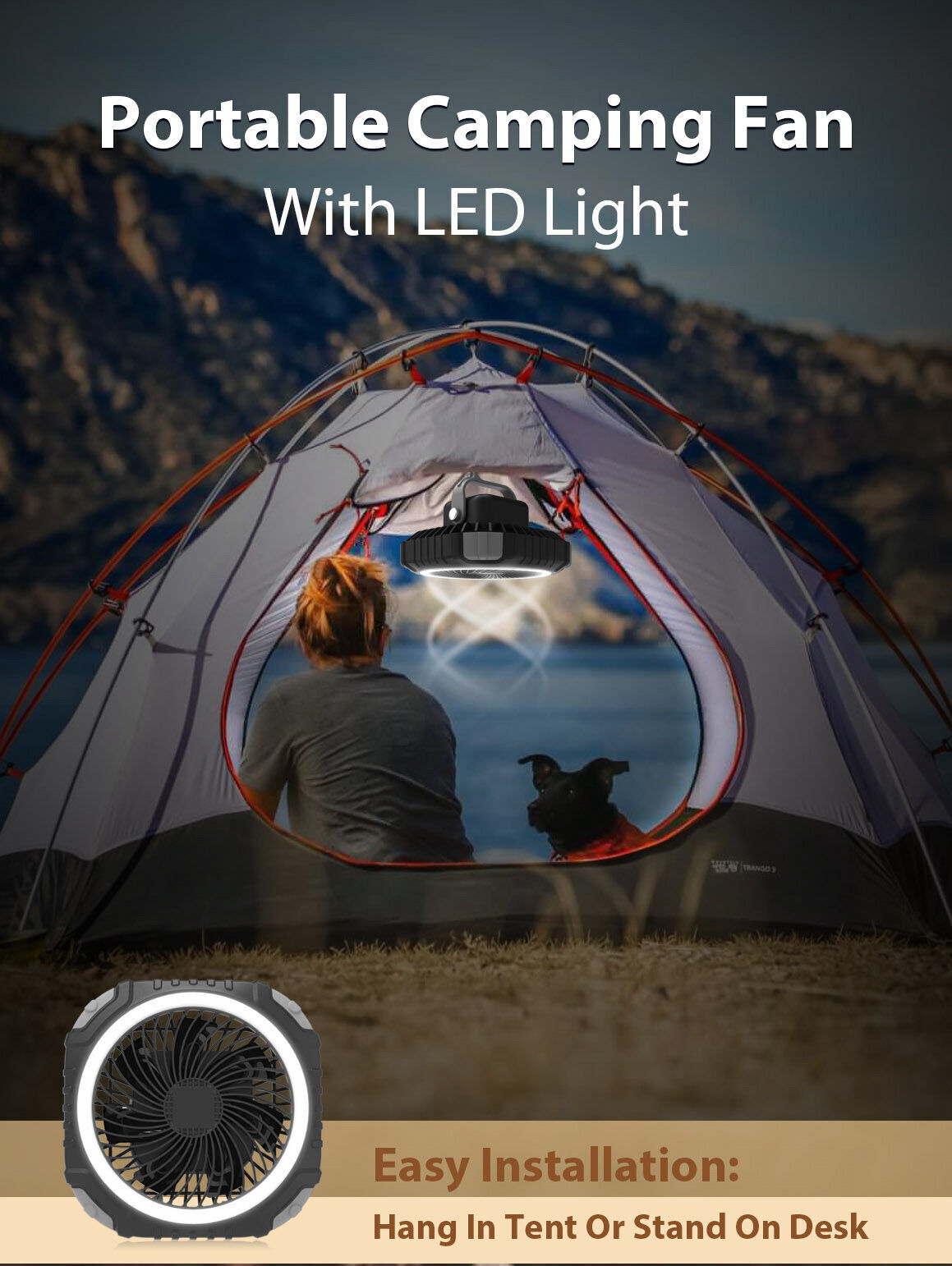 Mini Portable Usb Charging Outdoor Camping Fan With Lights Small ...