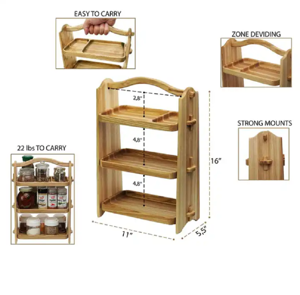 Buy Wholesale China Wooden Rack 3 Tiers Storage Storage Rack Ash Wood ...