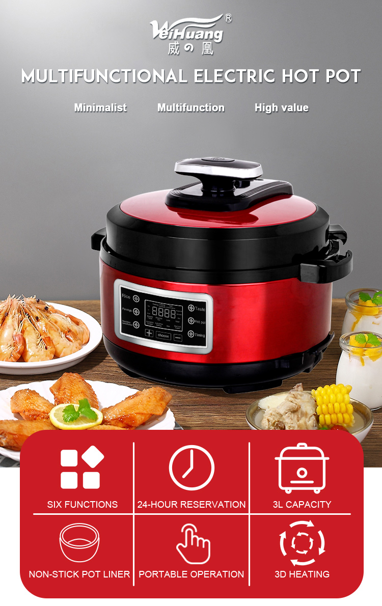 Home Appliance Multi-function Stainless Steel Electric Skillet With Glass Lid Of 3l Electric ...