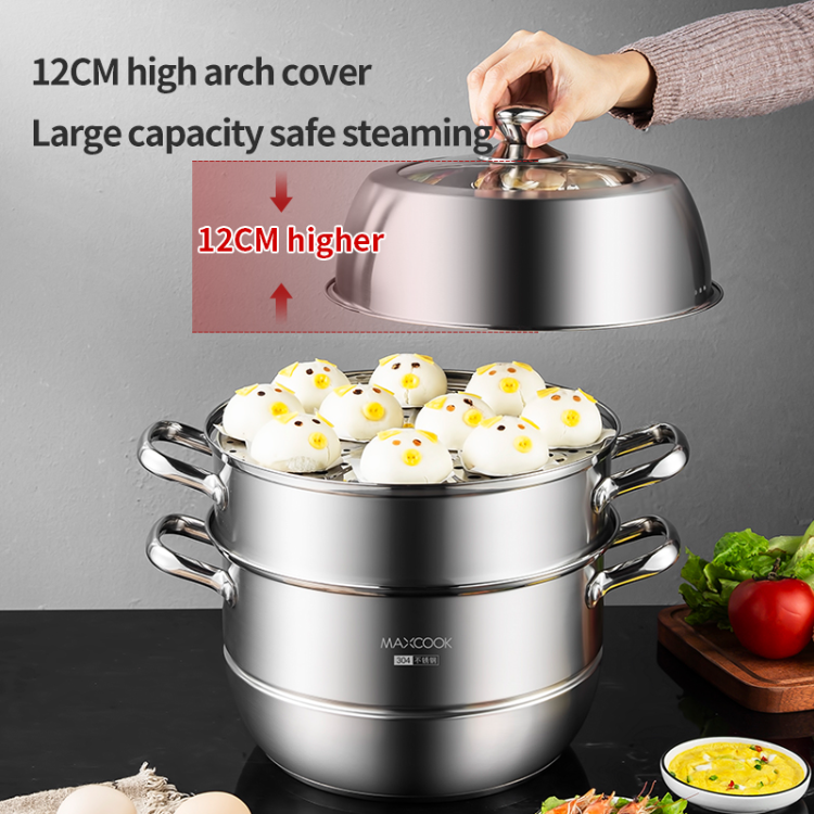 High Quality 30cm 304 Stainless Steel Steamer 3-layer Food Steamer Pot ...
