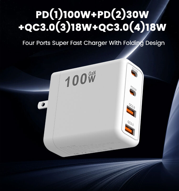Buy Wholesale China Certificated Gan 100w Foldable Pd And Qc3.0 Four ...