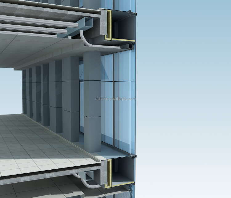 Commercial Aluminum Double Glass Heat-insulation Visible Curtain Walls ...