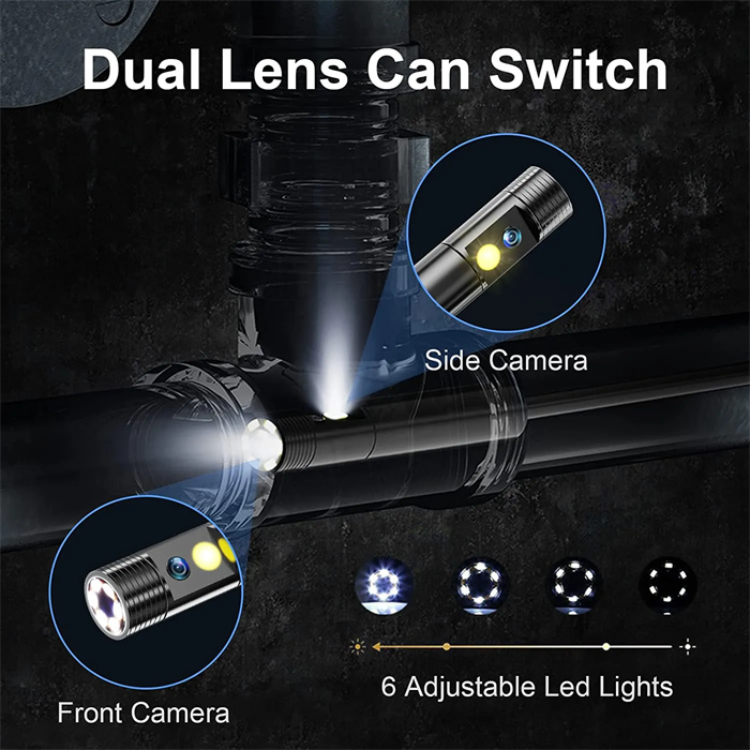 8mm 5.5mm Dual Lens 1080p Industrial Drain Pipe Video Wide View Angle ...