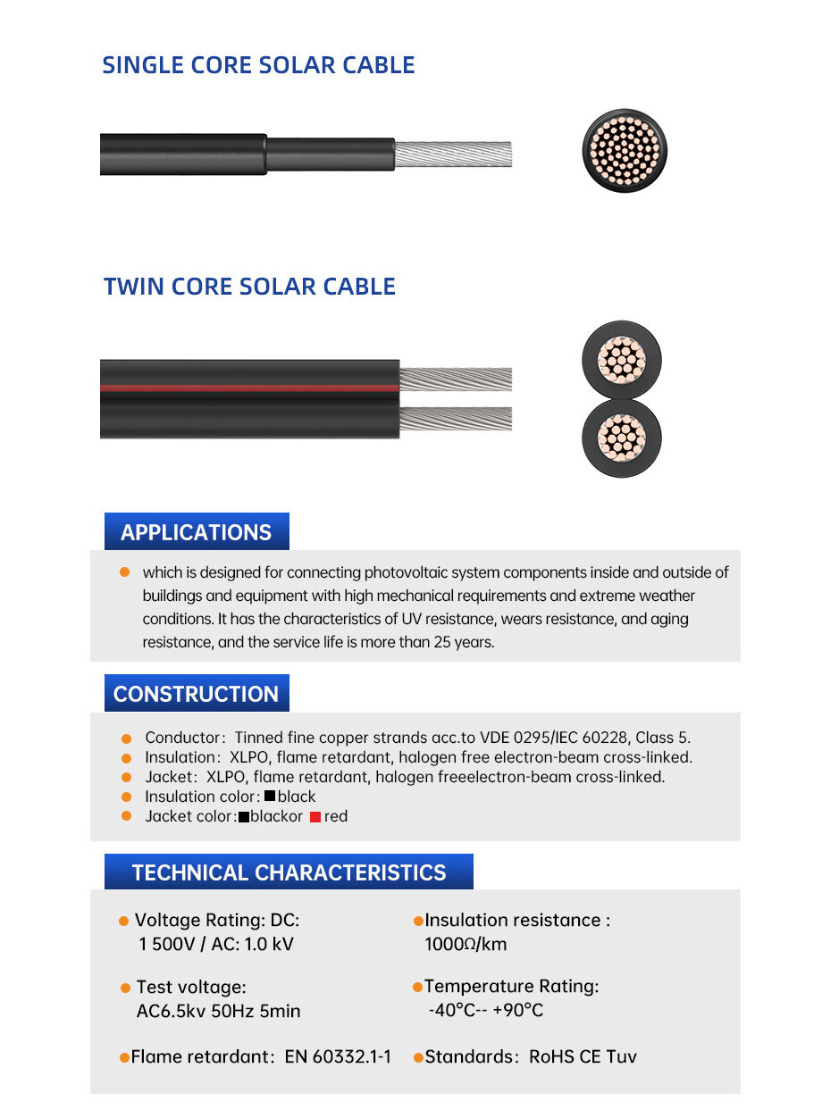 En 50618 Solar Cable For Panel H1z2z2-k Wire Poly Cab Price Dc Pv Extension 6mm Power 4mm ...
