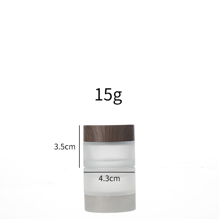 Luxury Cream Container Glass Jar Packaging With Dark Bamboo Wood Grain ...