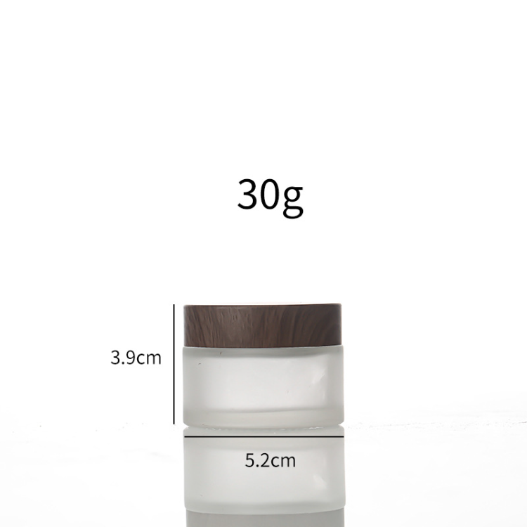 Luxury Cream Container Glass Jar Packaging With Dark Bamboo Wood Grain ...