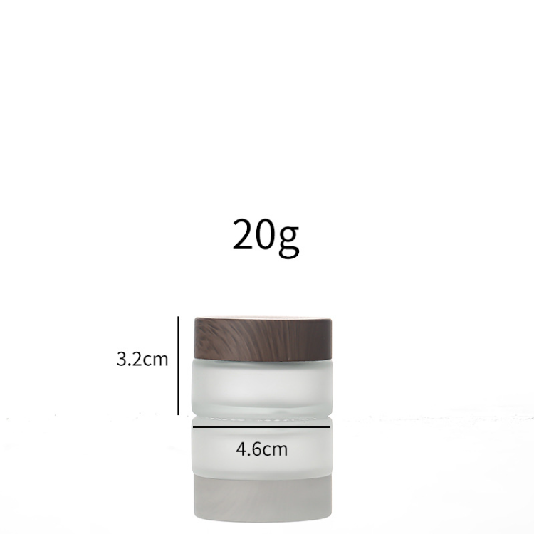 Luxury Cream Container Glass Jar Packaging With Dark Bamboo Wood Grain ...