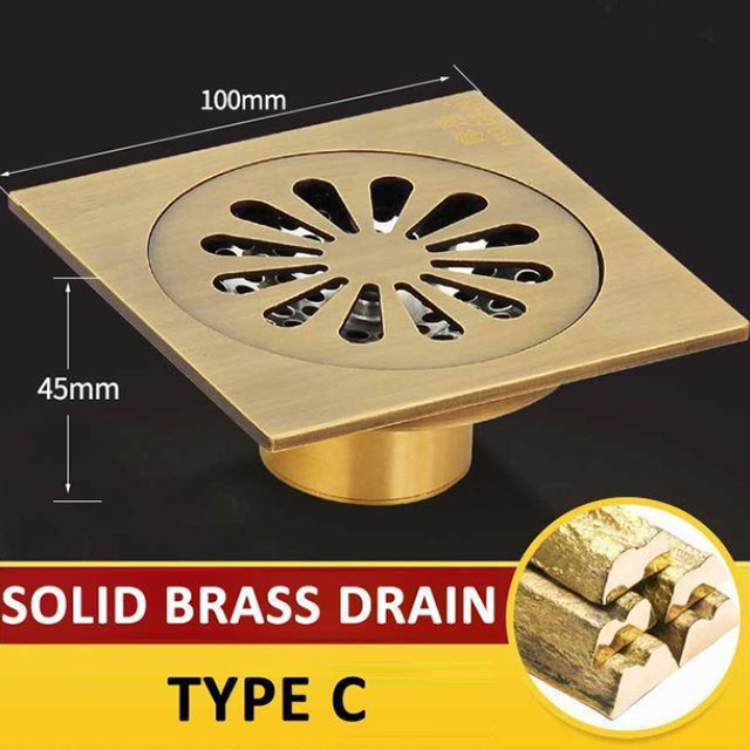 Buy Wholesale China Copper Brass Floor Drains 10cm Square Stainless Brass Invisible Anti-odor ...