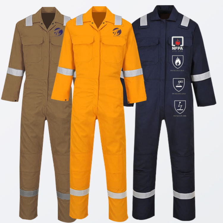 Lightweight Fr Coverall 250gsm 100% Pyrovatex Treated Cotton Flame ...