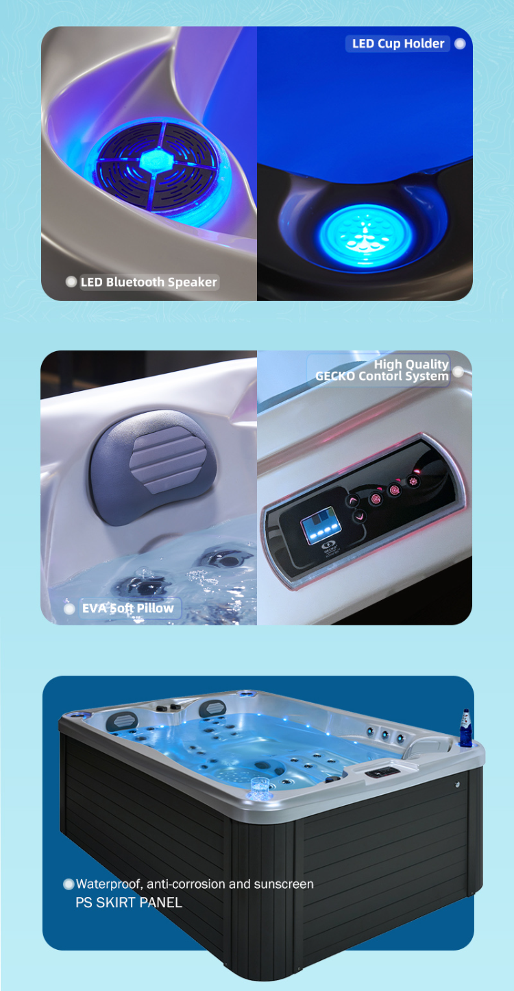 Joyee Small Spas 3 Person Hot Spa Tubs Freestanding Whirlpools Gecko ...