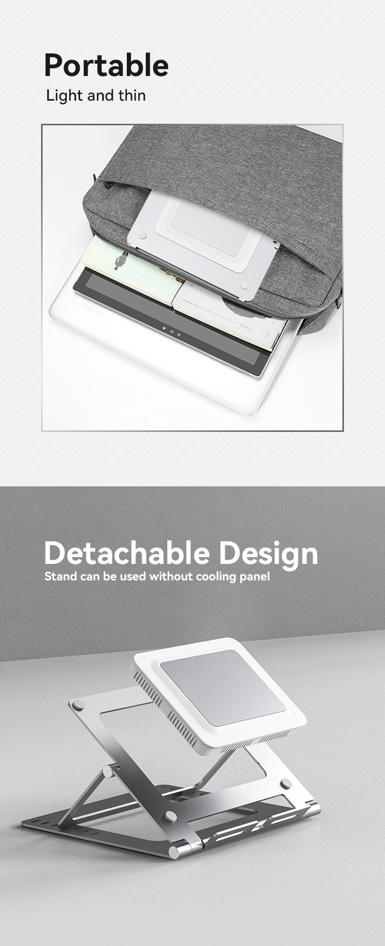 Adjustable Laptop Stand Portable Aluminium Laptop Cooler Cooling Pad ...