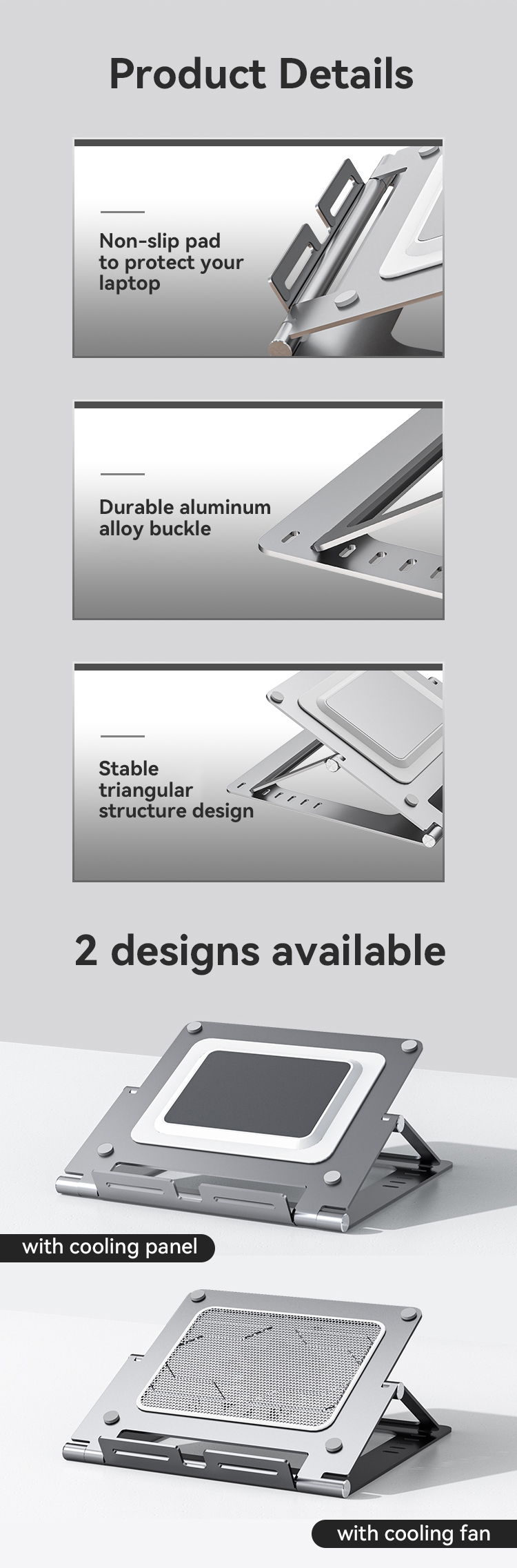 Adjustable Laptop Stand Portable Aluminium Laptop Cooler Cooling Pad ...