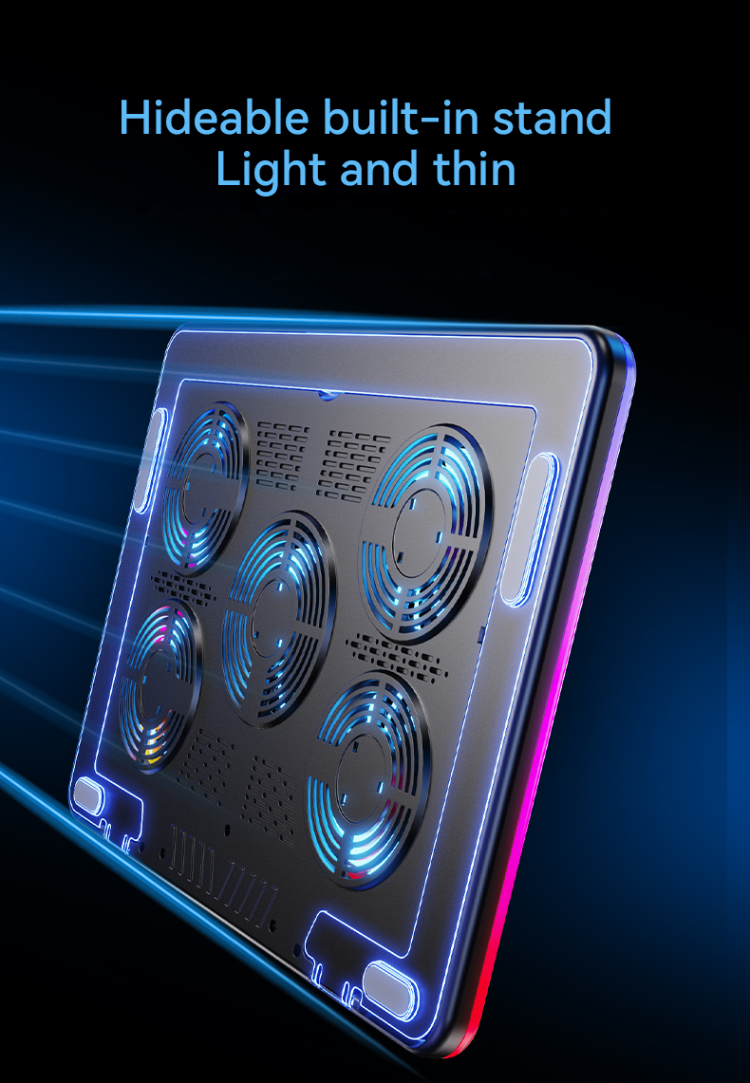 Rgb Laptop Cooling Pad With 5 Cooling Fans Ergonomic Comfort Notebook ...