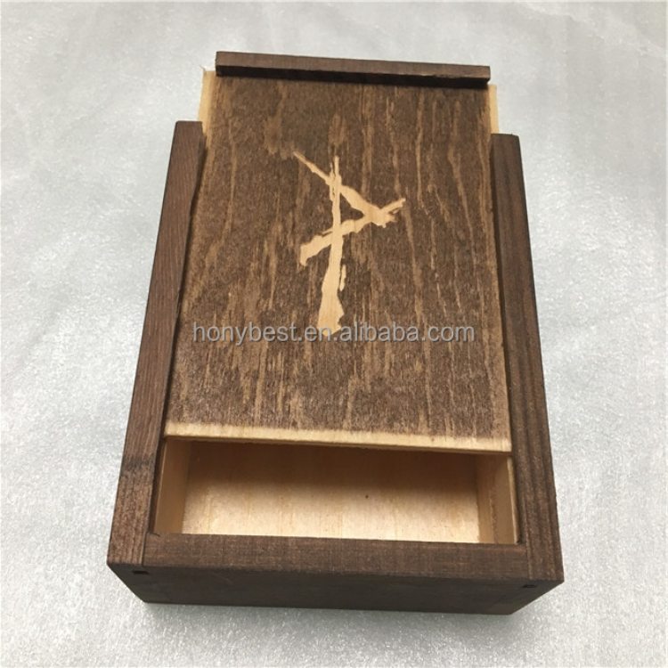 Small Rustic Wooden Box Packaging Gift With Sliding Cover For Jewelry ...