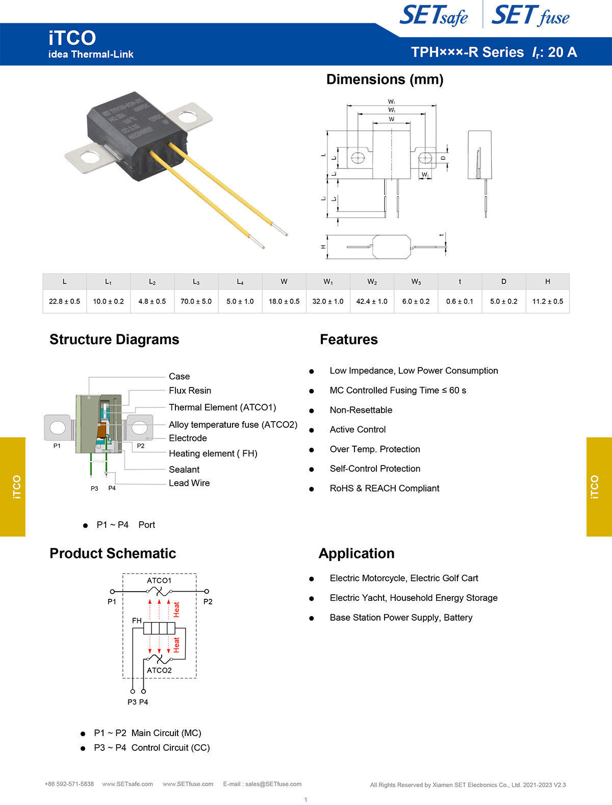 Tph×××-r Series Idea Thermal-link (itco) 100 A 1125 Vdc Scp Fuse ...