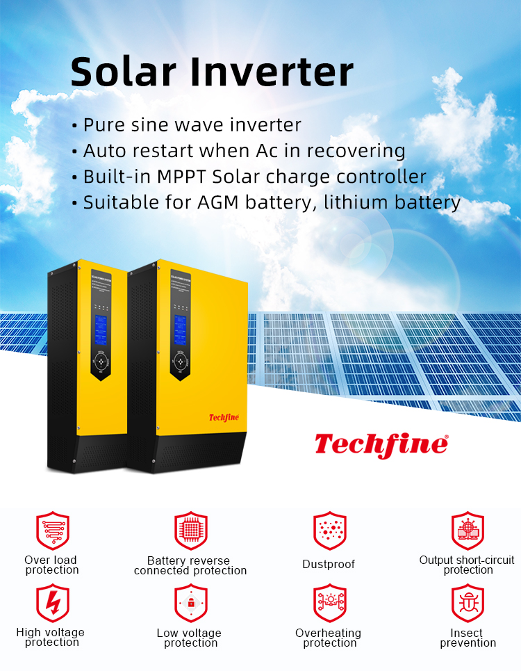 Techfine 1kw 2kw 3kw 4kw 5kw 48v Hybrid Inverter Off-grid 1kva 1.5kva ...