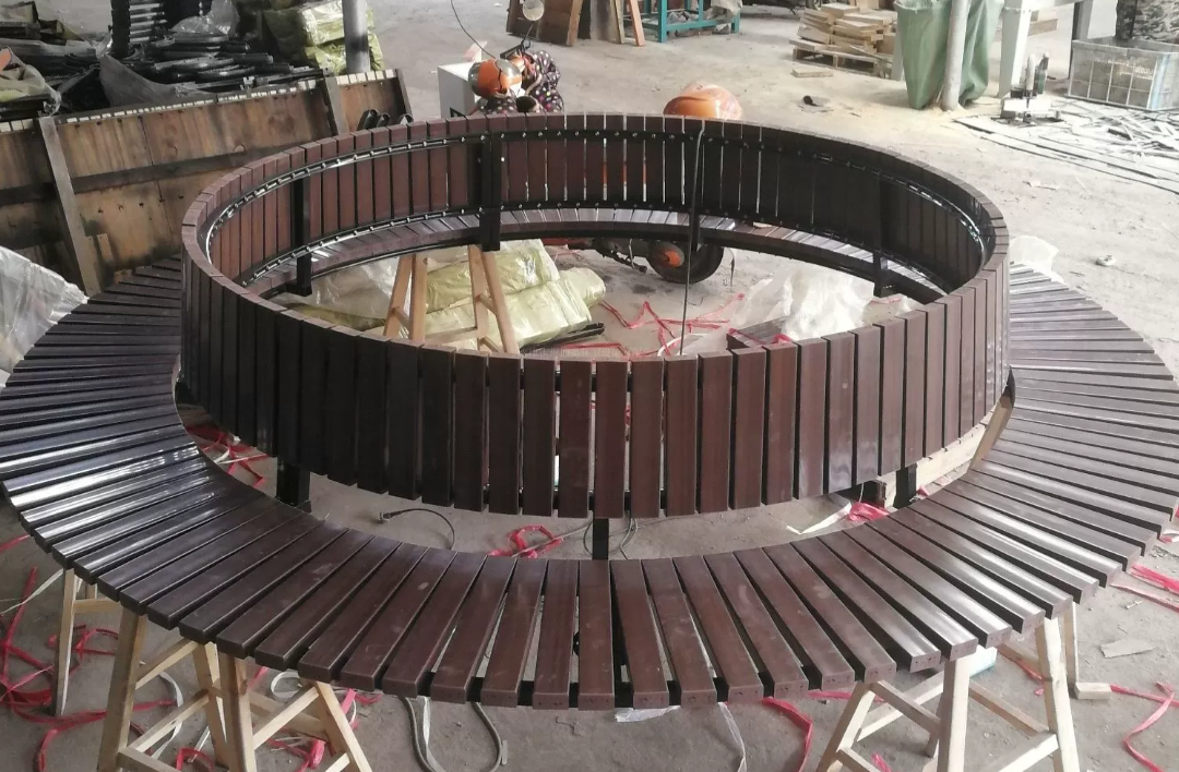 Customized Round Shape Outdoor Wooden Bench Park Benches Outdoor Modern ...