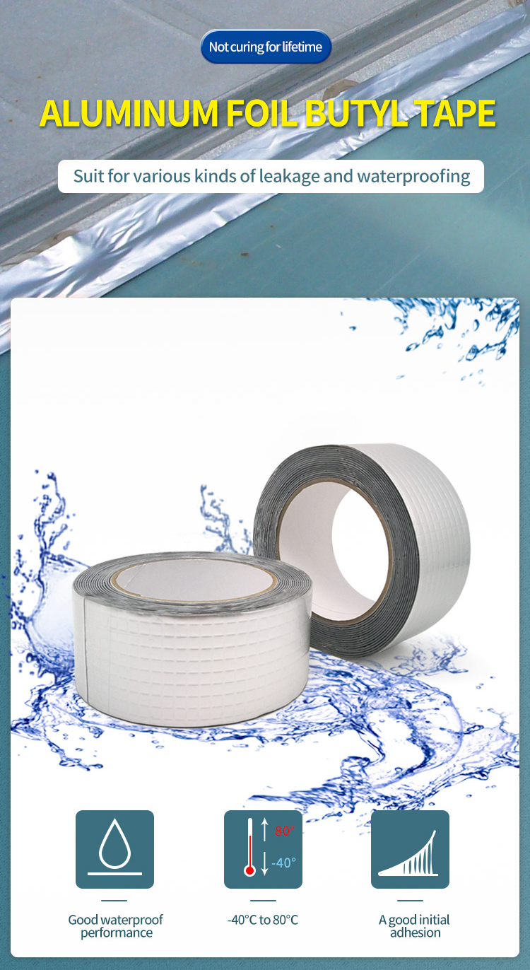 Strong Adhesive Waterproof Aluminum Foil Butyl Tape For Construction Industry, Butyl Tape For ...
