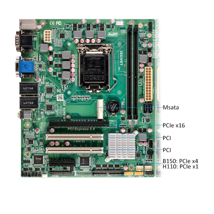 H110/b150 2pci Slot Intel Lga1151 Intel Core 6th 7th 8th I7 I5 I3 Cpu ...