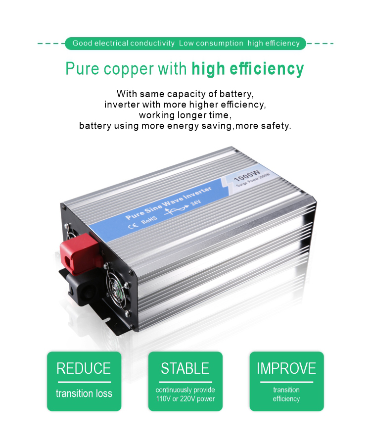 1kw Solar Power Inverter 12v Dc To 220v Ac 1000w Pure Sine Wave ...