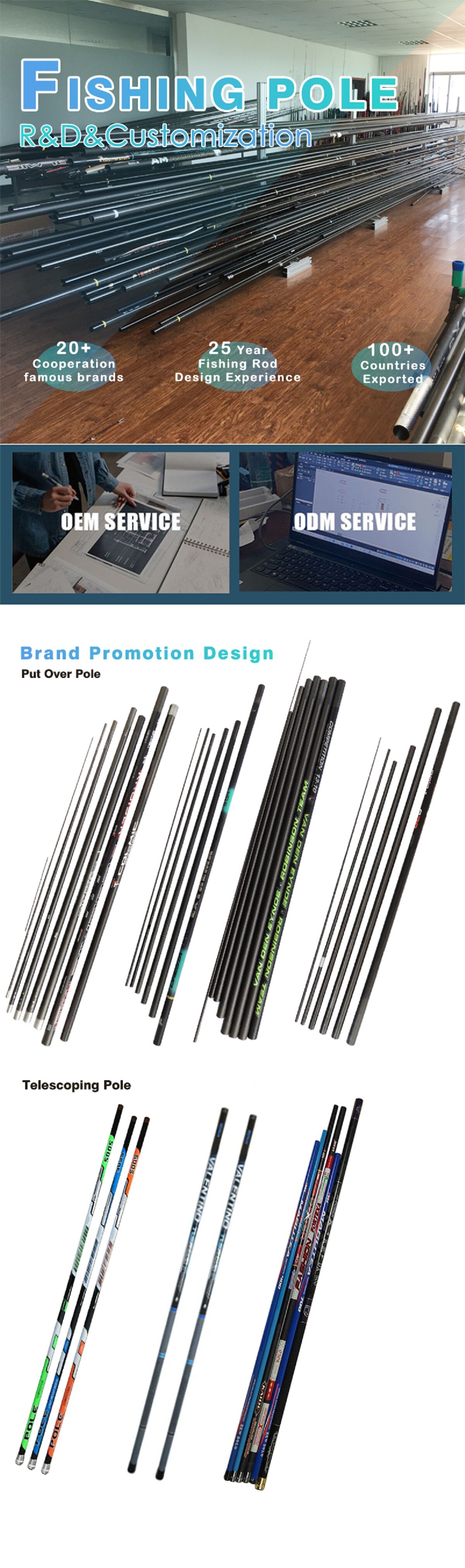 Fishing Pole Rod Carbon 5m 6m 7m Customizable Telescoping Pole Rod Oem ...