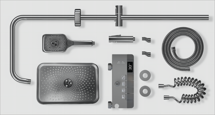 Three Modes Sprayer Stainless Steel Column Bathroom Wall Luxury Piano ...