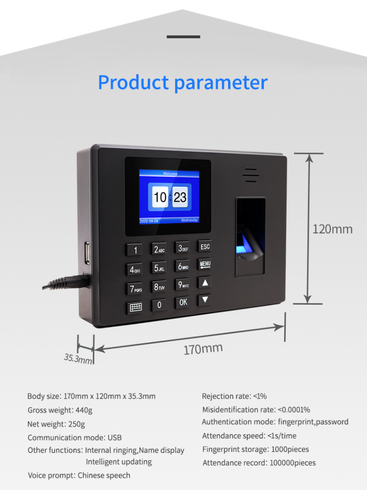Buy Wholesale China Modern Design Fingerprint Biometric Time Clock ...
